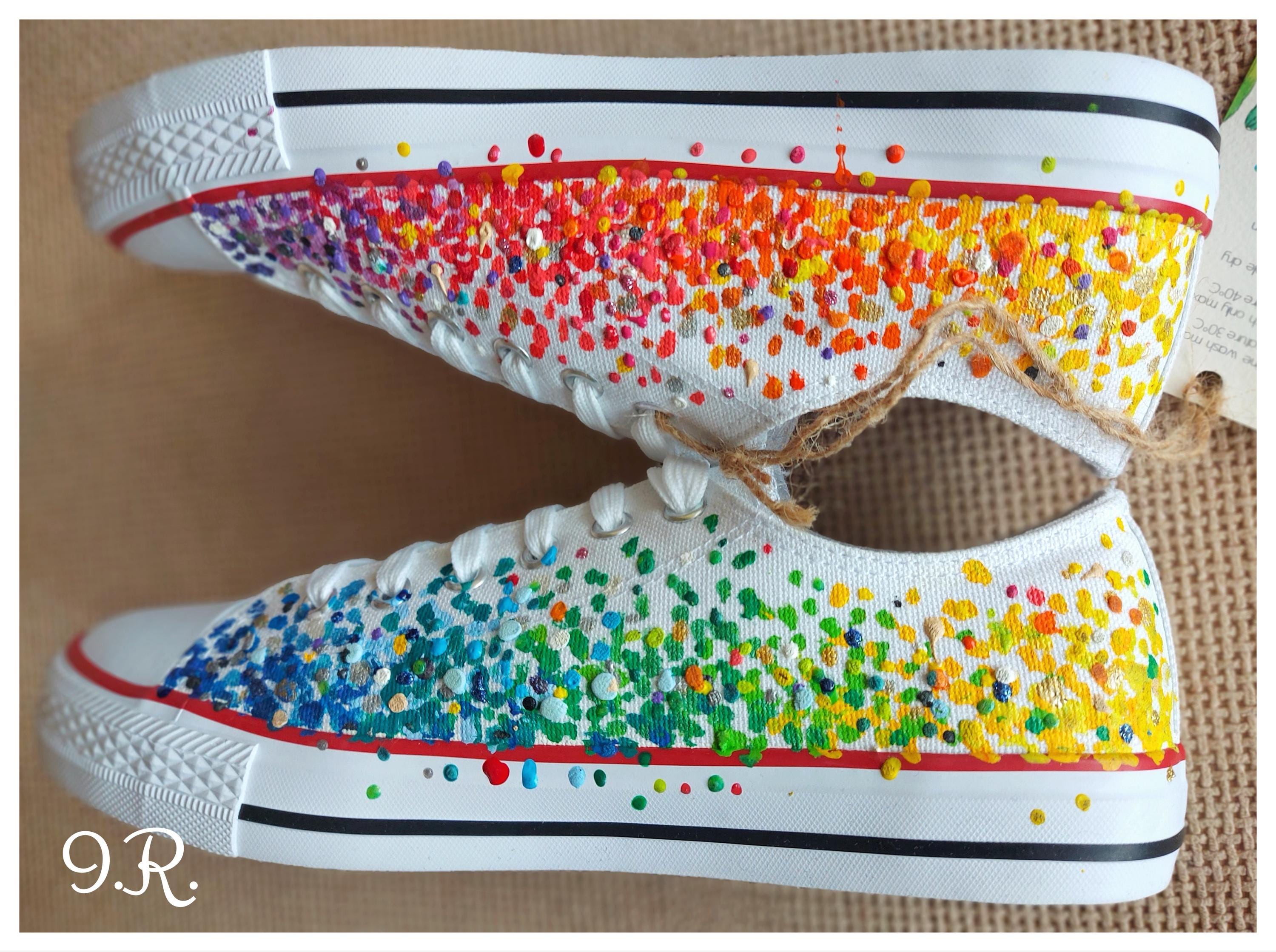 Colorful Splash Points Sneakers, Hand-painted Shoes, Splash Shoes, Hand ...