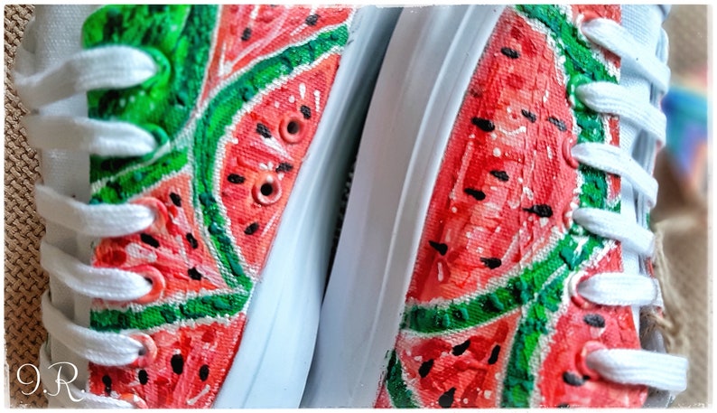 Watermelon Sneakers, Hand-painted Shoes, Watermelon Shoes, Hand-painted ...