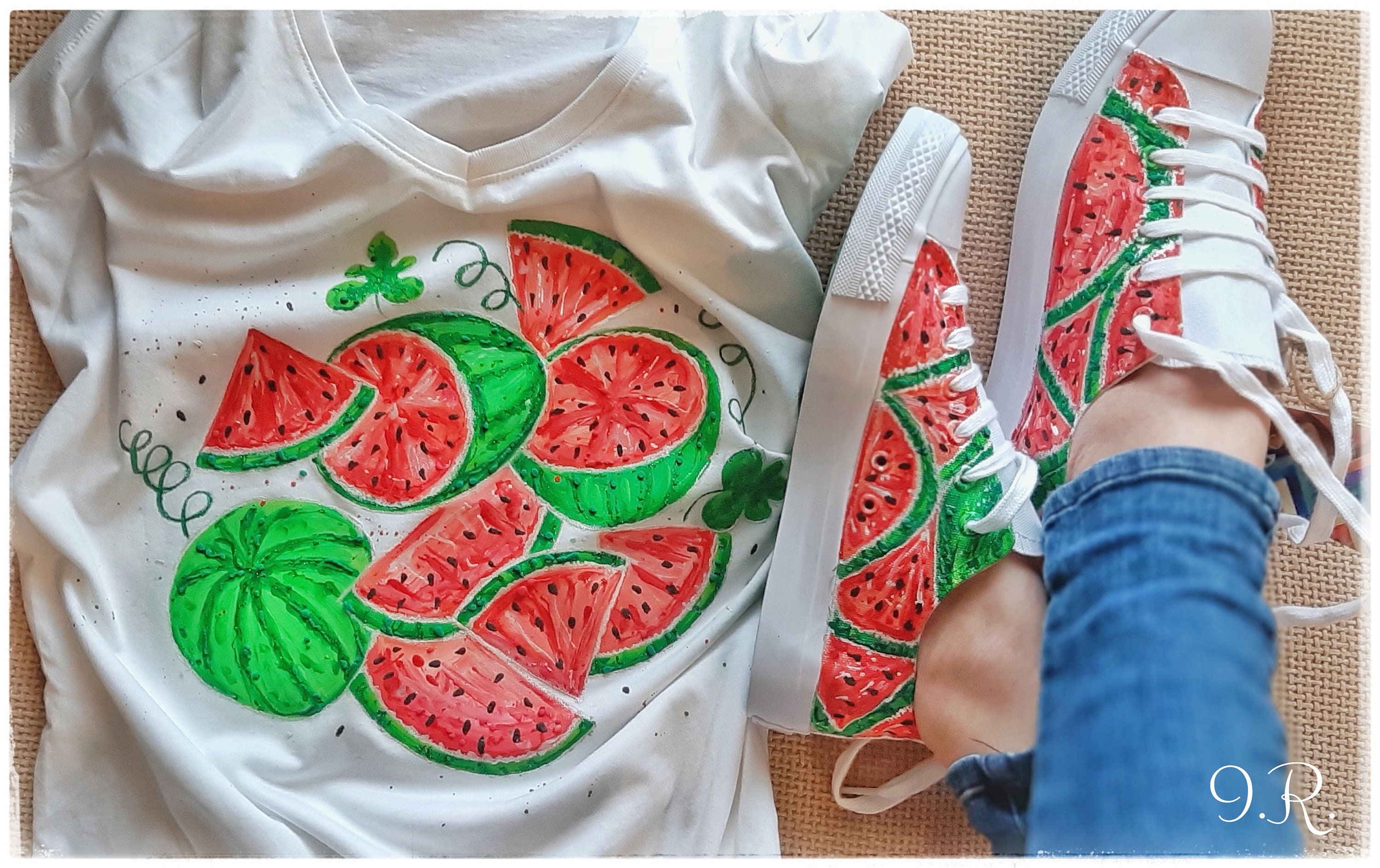 Watermelon Sneakers, Hand-painted Shoes, Watermelon Shoes, Hand-painted ...