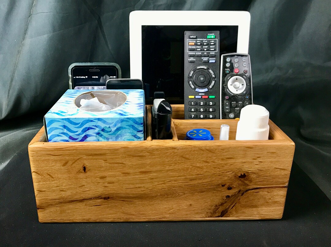 Remote Control Storage With Tissue Box Cover Recycled White Oak ...