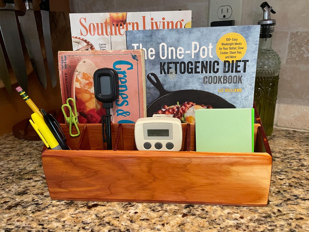 Desk Organizer Cedar Wood Office, Kitchen Storage Desk Gift - Etsy