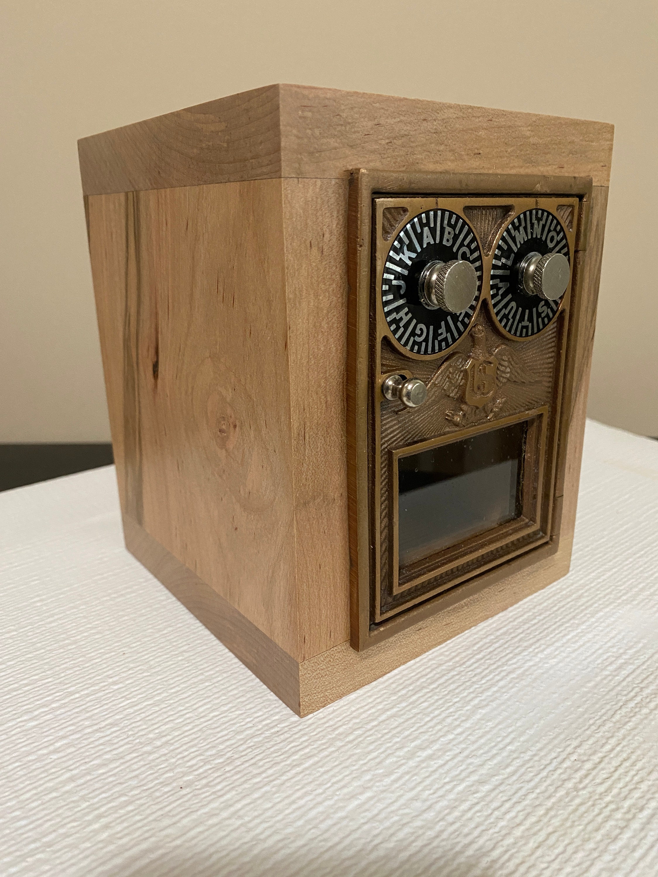 1950's Corbin Double Dial Post Office Door Bank, Safe - Ambrosia Maple ...