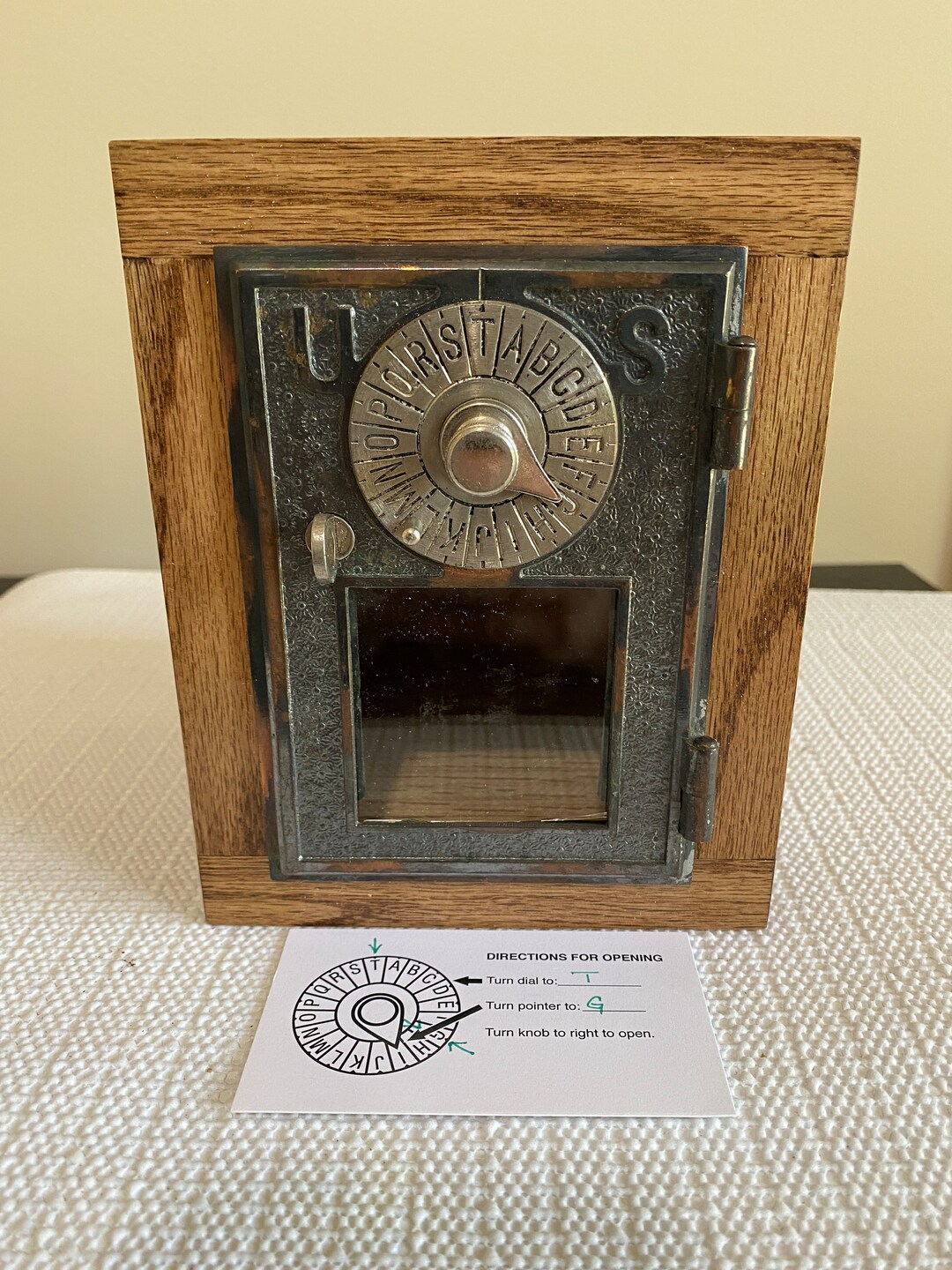 Quarter Sawn White Oak - 1896 Post Office Door Bank-with an Eagle Lock ...