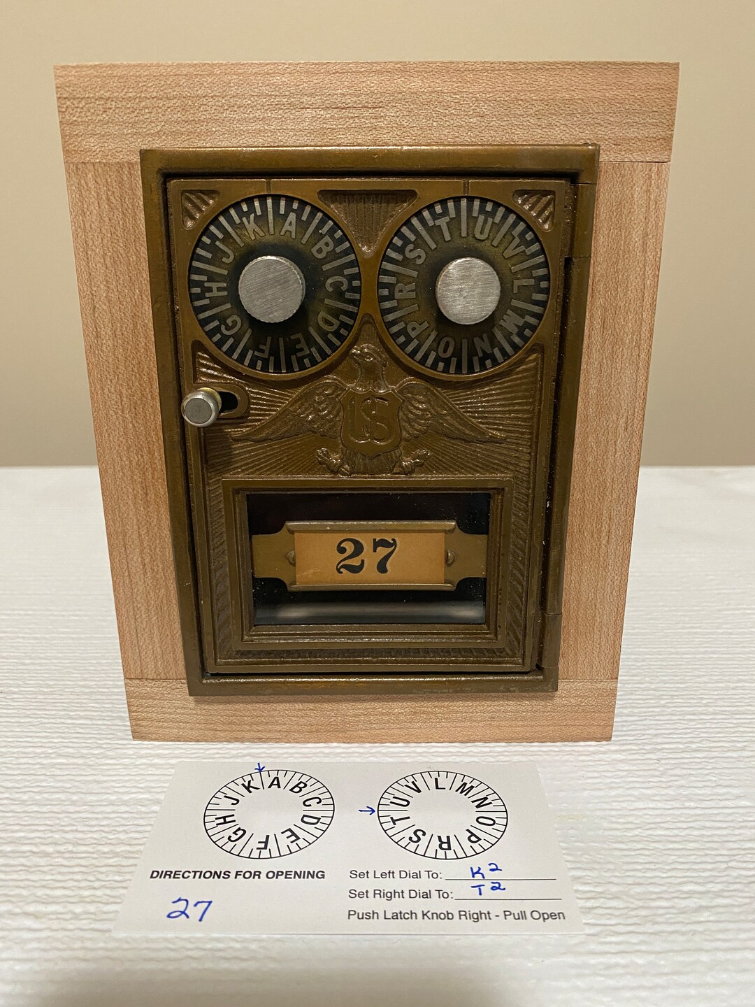 1950's Corbin Double Dial Post Office Door Safe/bank - Ambrosia Maple ...
