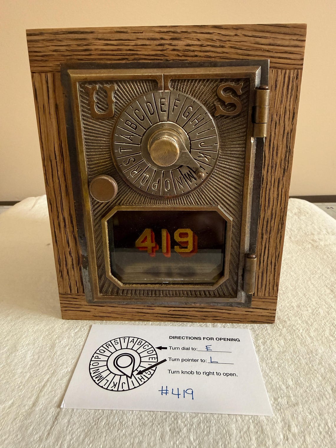 Eagle Lock Co. Post Office Door Bank, Dial and Pointer, 3 Patent Dates ...