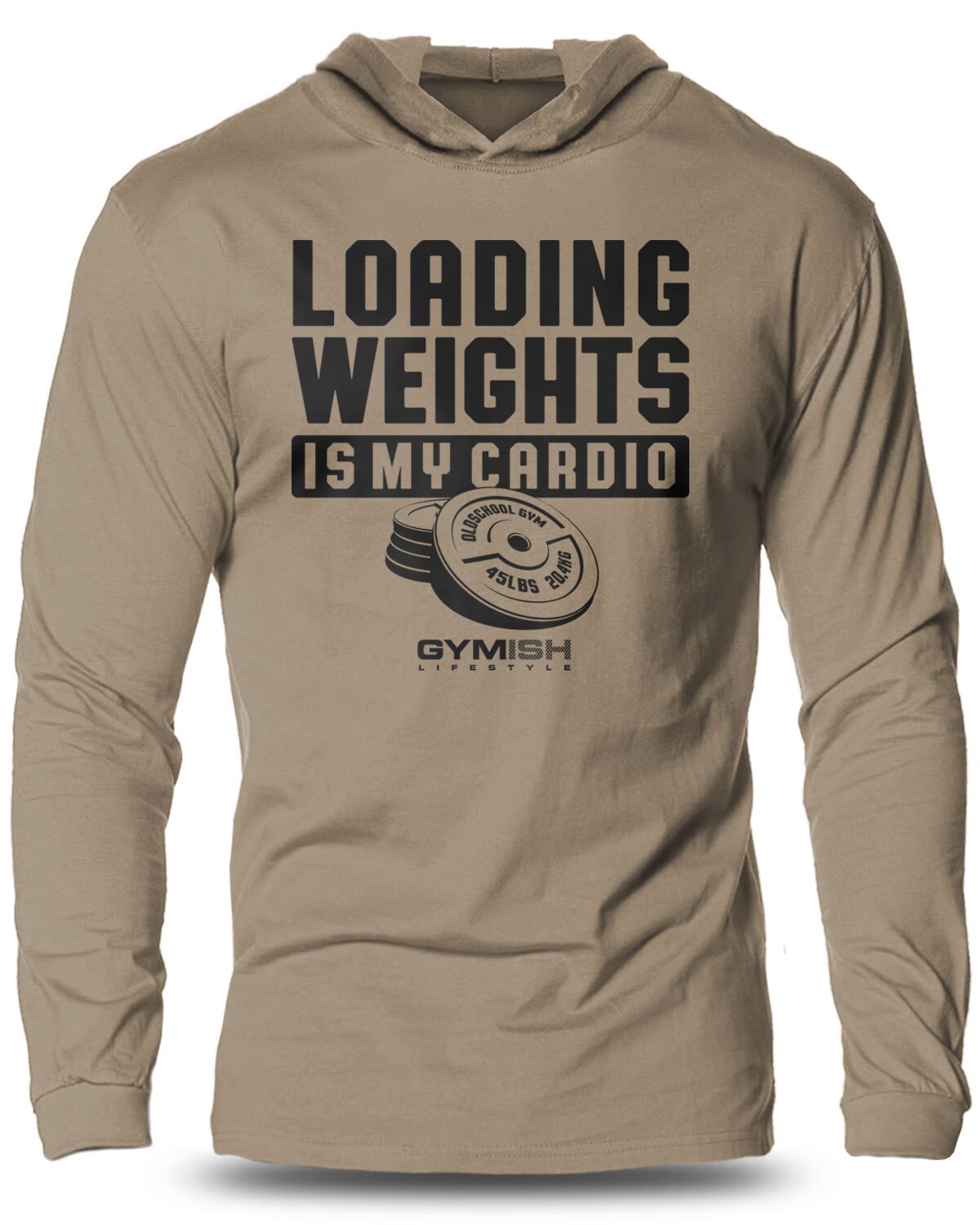 092. Loading Weights Cardio Lightweight Long Sleeve Hooded T-shirt for ...