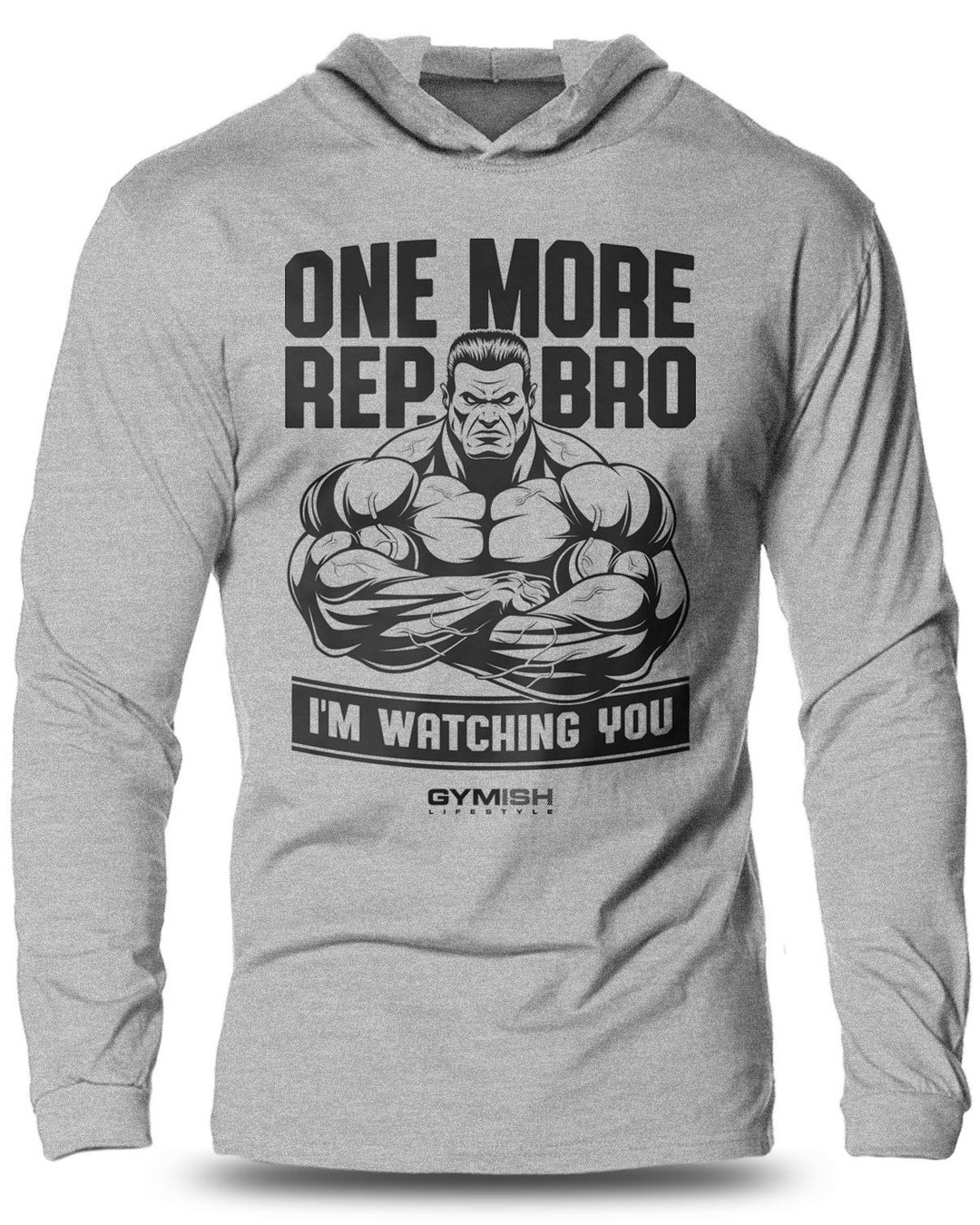 033. One More Rep, Bro! Lightweight Long Sleeve Hooded T-shirt for Men ...