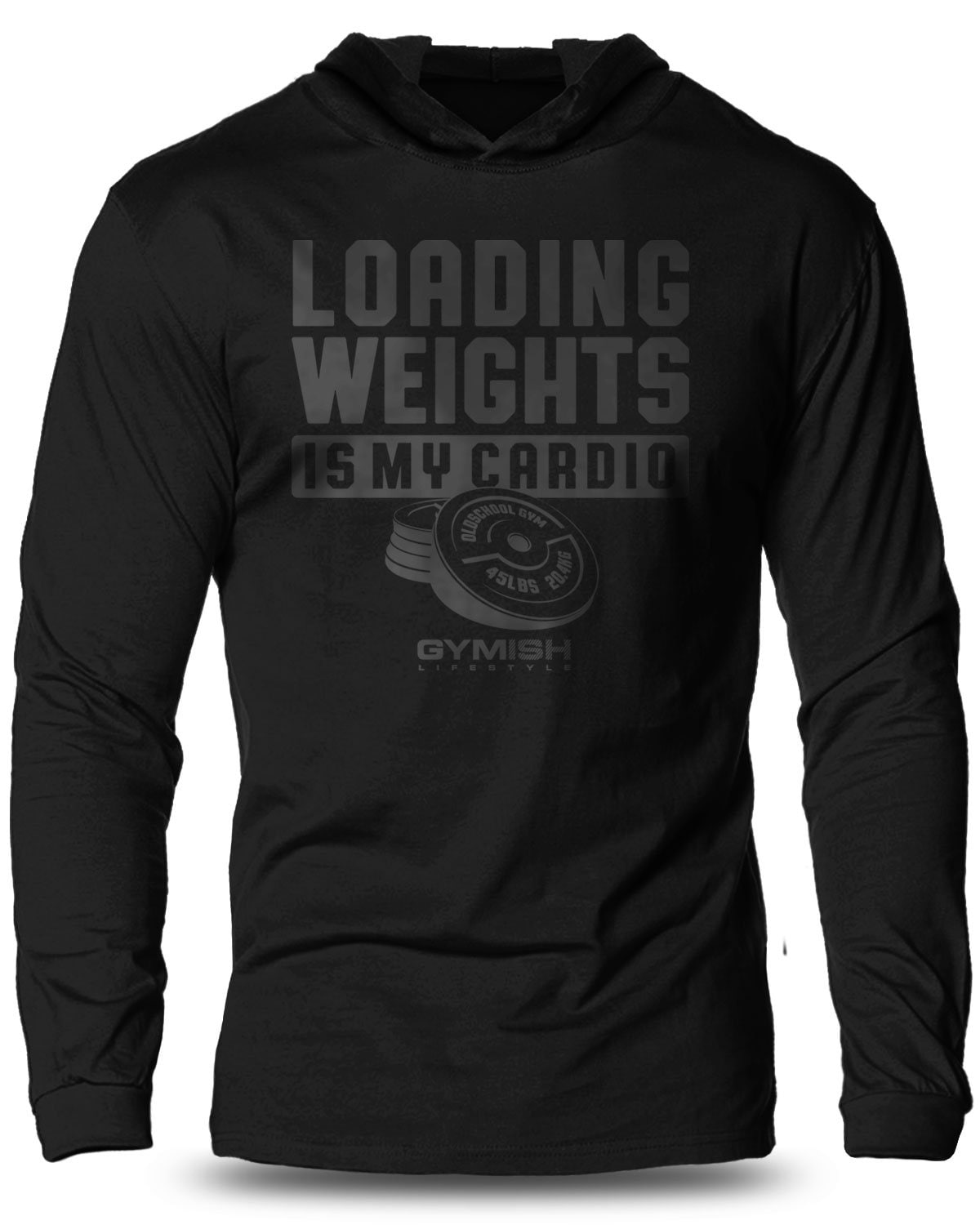 092. Loading Weights Cardio Lightweight Long Sleeve Hooded T-shirt for ...