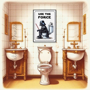 Use the Force, Use the Force Bathroom Sign, Bathroom Door Sign, Toilet ...