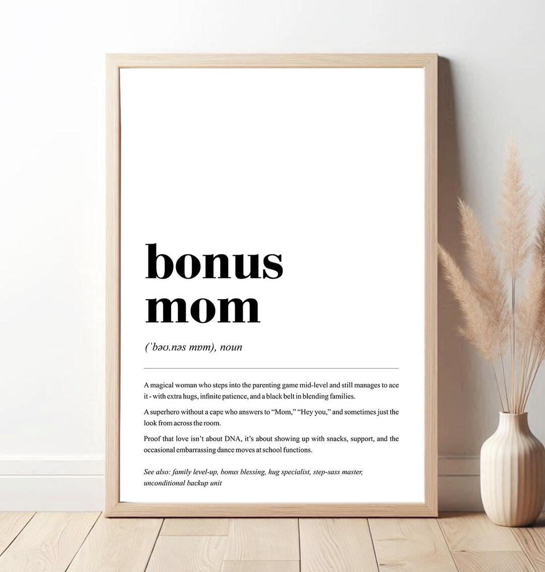 Bonus Mom Definition Print, Step Mom Gift, Mother's Day Gift for ...