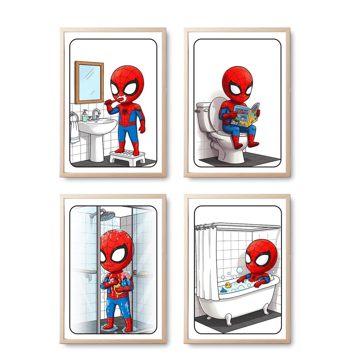 Superhero Kids Bathroom Sign Set | Funny Restroom Art | Set of 4 ...