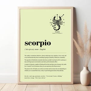 Scorpio Definition Print | Zodiac Decor | Birthday Gift | Zodiac Poster ...