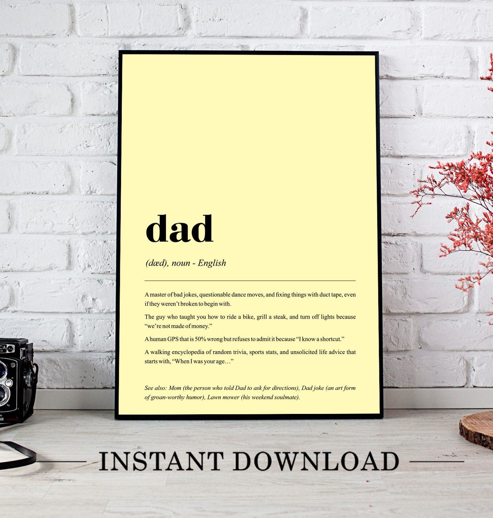 Impresión de definición de papá, regalo divertido para el Día del Padre ...