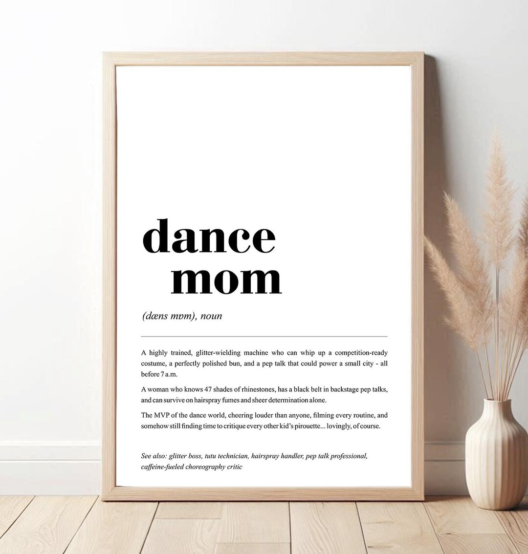 Dance Mom Definition Print, Funny Dance Teacher Gift, Minimalist ...