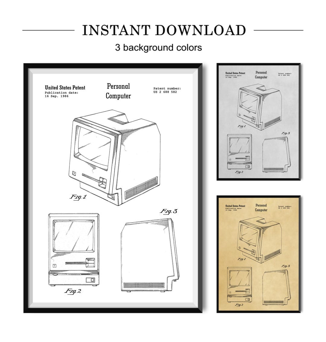 First Mac Computer Patent Print, Mac Blueprint, Computer Art - Etsy