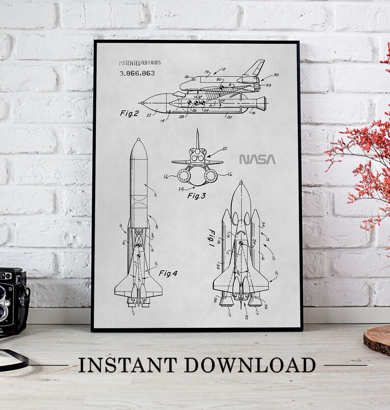 Set of 4 Space Patent Prints, Space Capsule, Mars Rover, Shuttle - Etsy