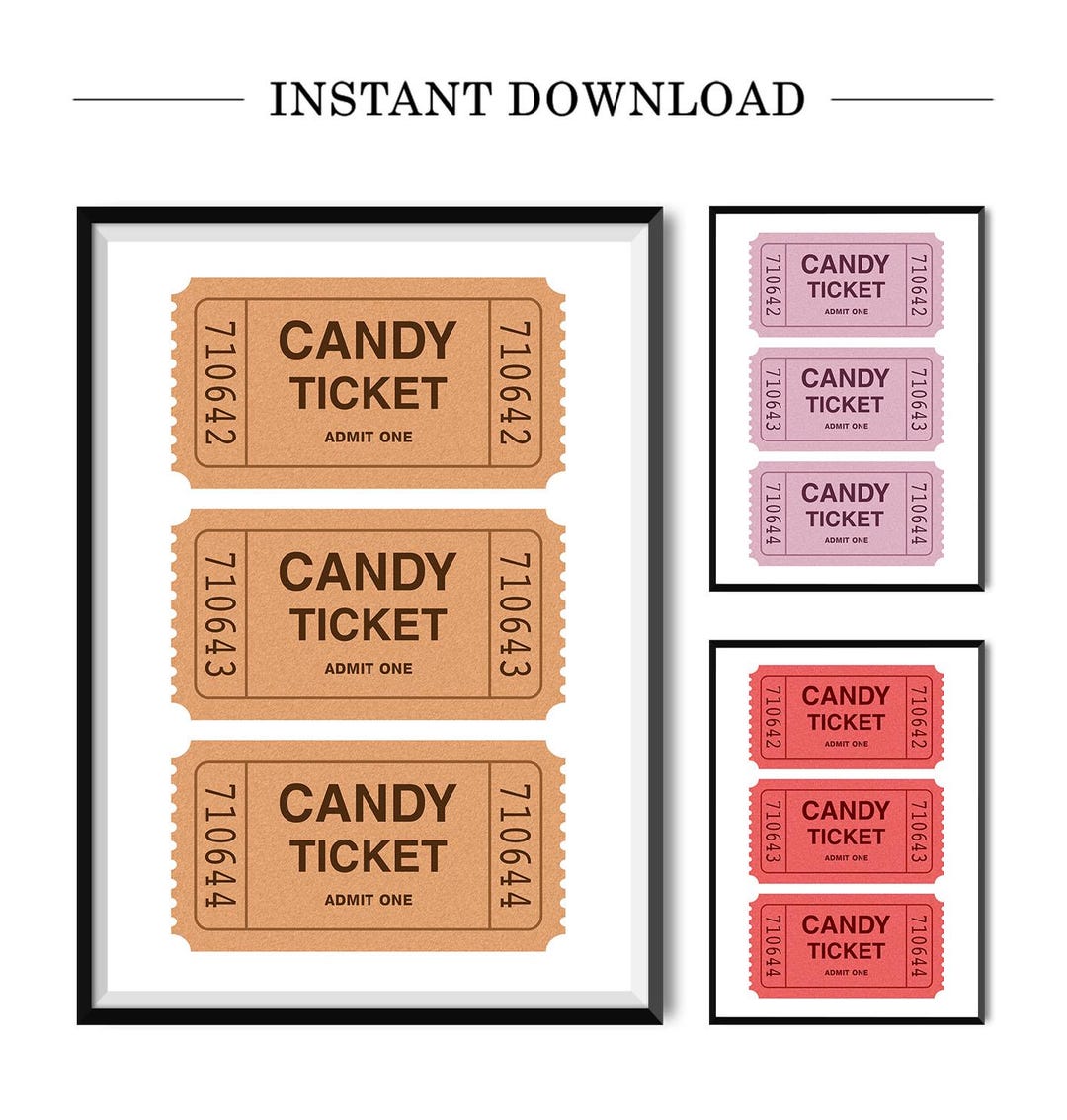 One Candy Ticket Print - Fun Home Wall Art | Digital Print - Etsy