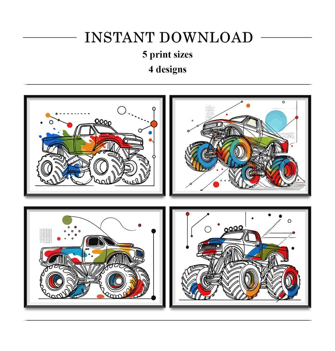 Vroom Vroom: Off-road Poster Set for Boys Room Wall Art - Digital ...