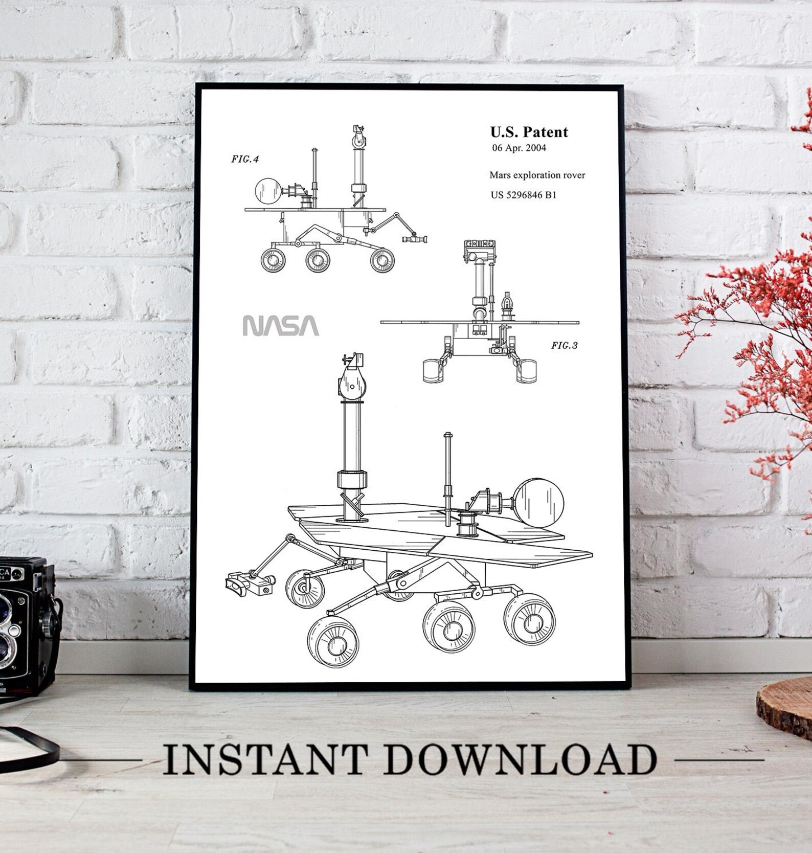 Set of 4 Space Patent Prints, Space Capsule, Mars Rover, Shuttle - Etsy
