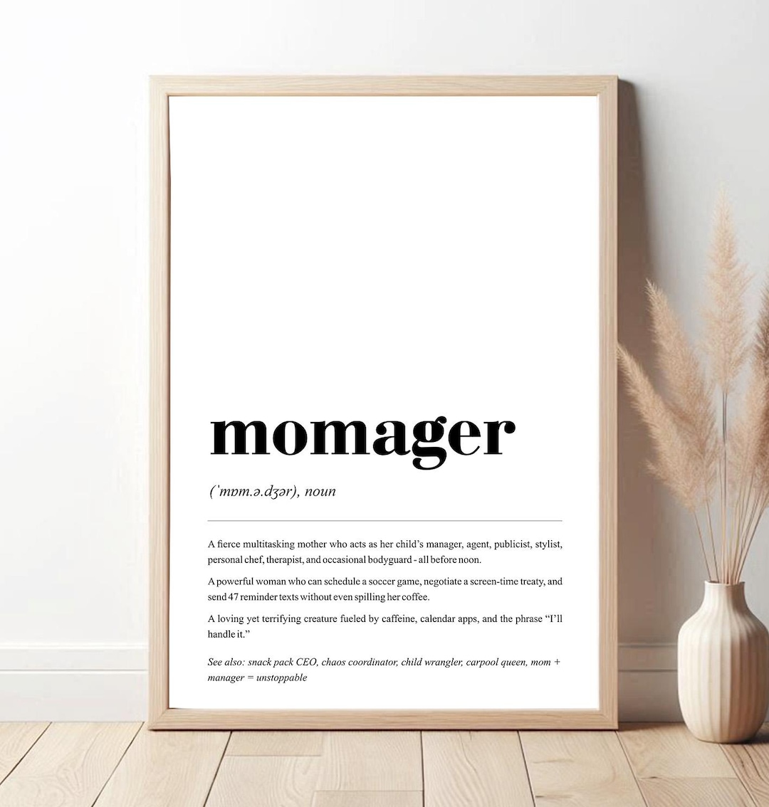 Momager Definition Print | Mom Manager Gift | Mompreneur Art - Etsy