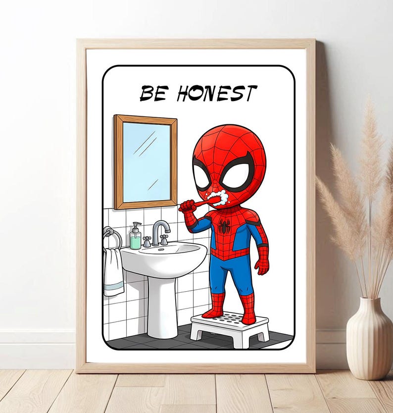 Superhero Kids Bathroom Sign Set | Funny Restroom Art | Set of 4 ...