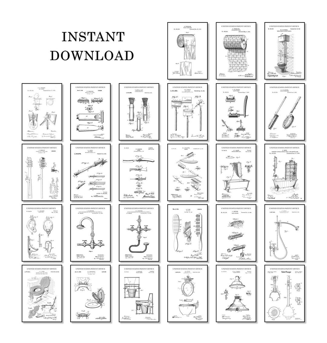 Set of 27 Vintage Bathroom Art Patents | Restroom Wall Decor - Etsy