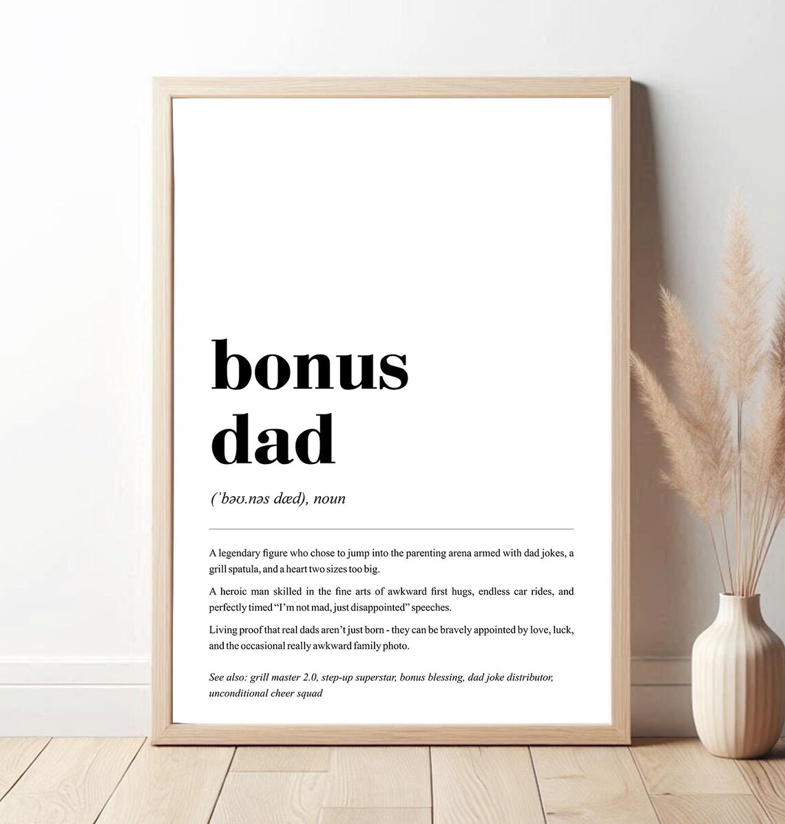Bonus Dad Definition Print | Father's Day Gift | Stepfather Wall Art - Etsy