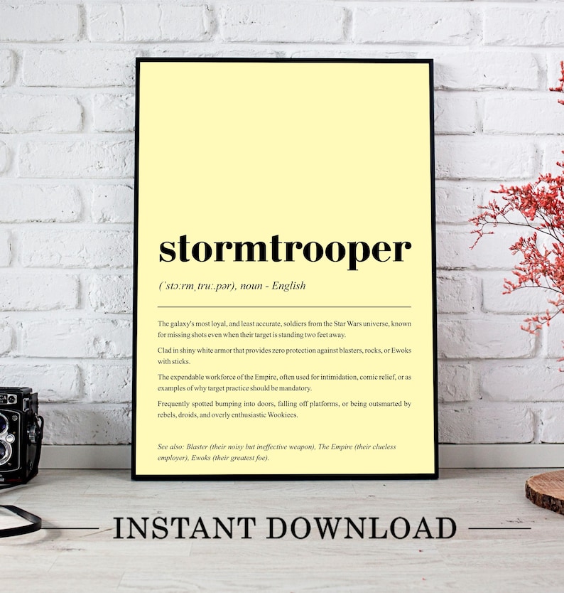Stormtrooper Definition Print, Funny Star Wars Gift, Minimalist ...