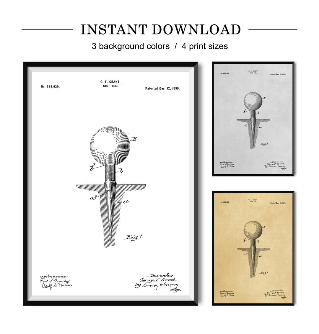 Vintage Golf Tee Patent Art Print: Golfer Gift (digital Download) - Etsy