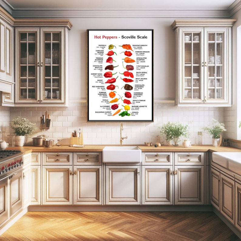 Chili Pepper Decor | Vibrant Scoville Scale Poster Art - Etsy