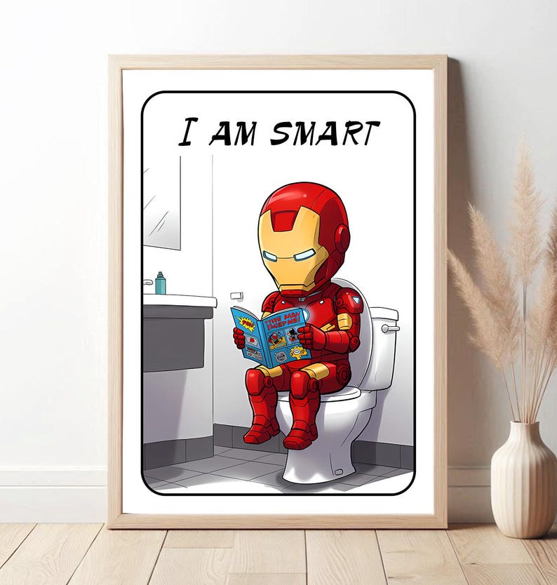 Superhero Kids Bathroom Sign Set | Funny Restroom Art | Set of 6 - Etsy