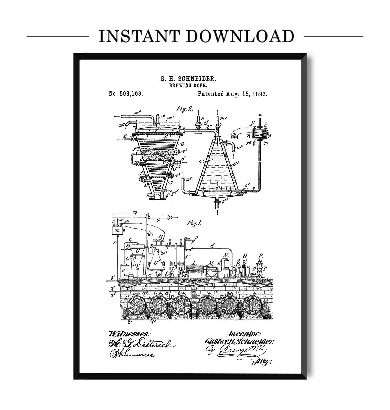 Brewing Beer Patent Print, Beer Blueprint Poster, Bar Cart Decor - Etsy