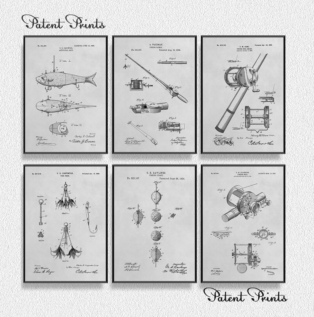 Fishing Patents Set of 6 – Fishing Lure Art & Gifts for Fishermen - Etsy