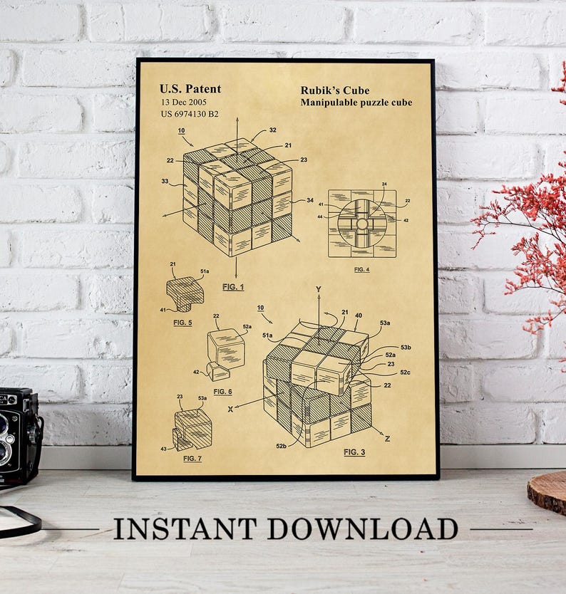 Vintage Rubik's Cube Patent Print – Retro Wall Art for Teen Rooms - Etsy