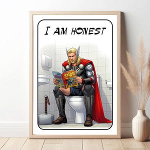 Superhero Bathroom Sign Set | Funny Restroom Wall Art | Set of 6 - Etsy