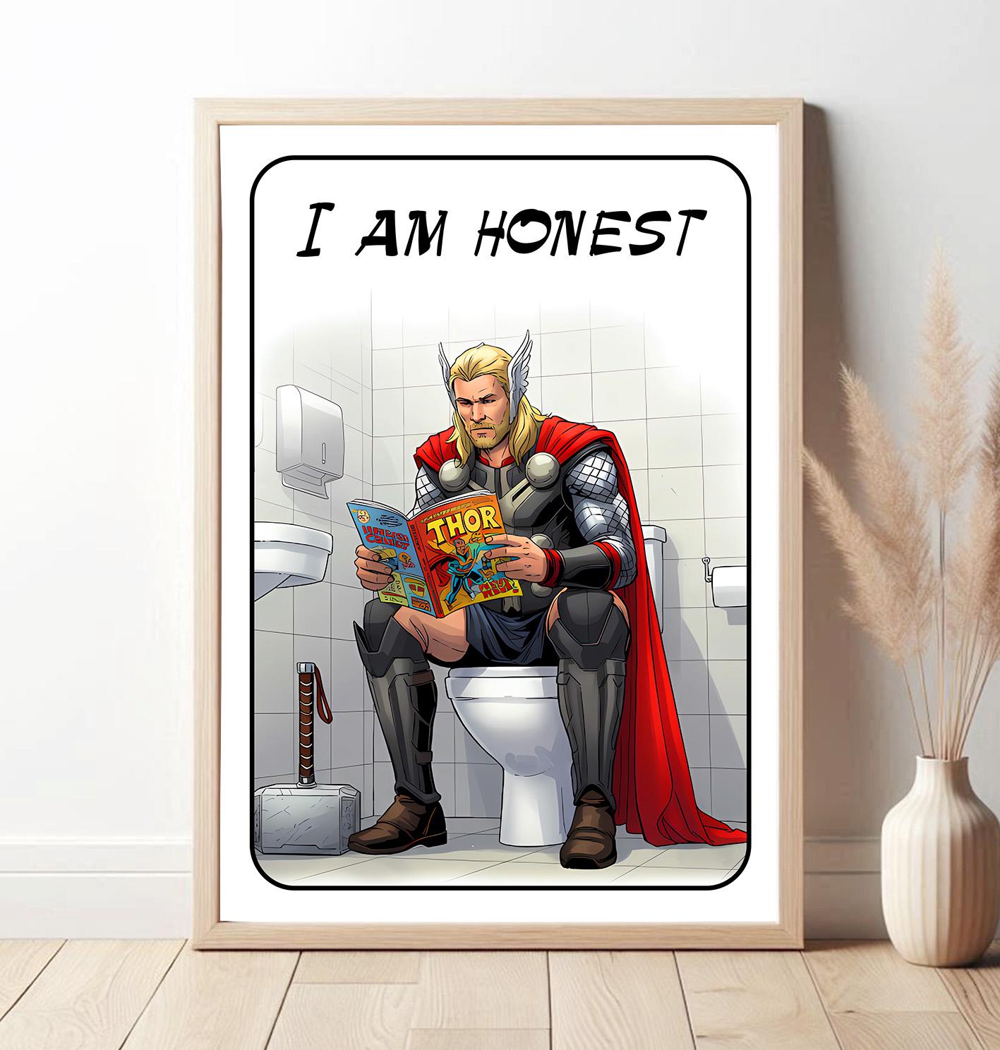Superhero Bathroom Sign Set | Funny Restroom Wall Art | Set of 6 - Etsy