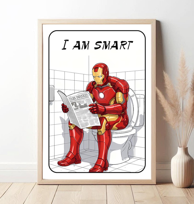 Superhero Bathroom Sign Set | Funny Restroom Wall Art | Set of 6 - Etsy