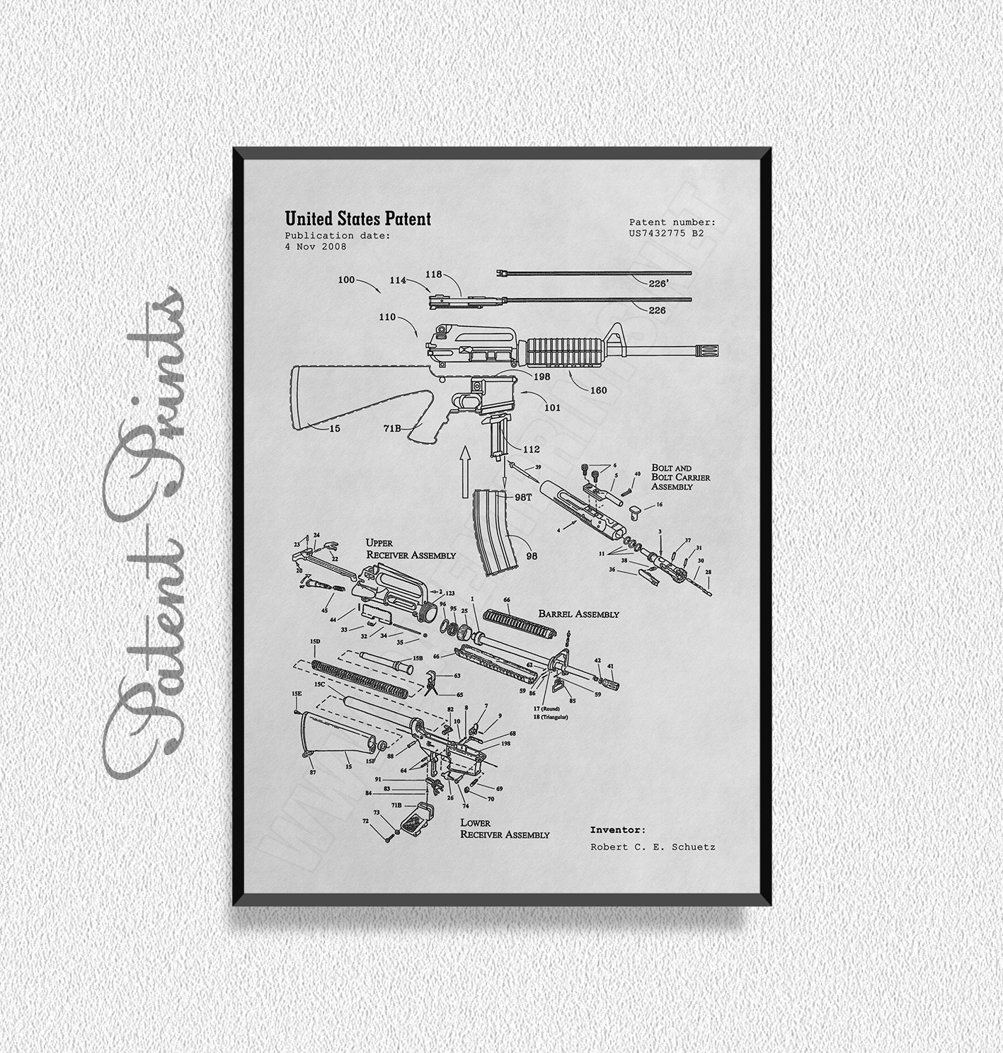 Set of Firearms Patent Posters – Revolver, Rifle, Gun Decor & Gifts - Etsy
