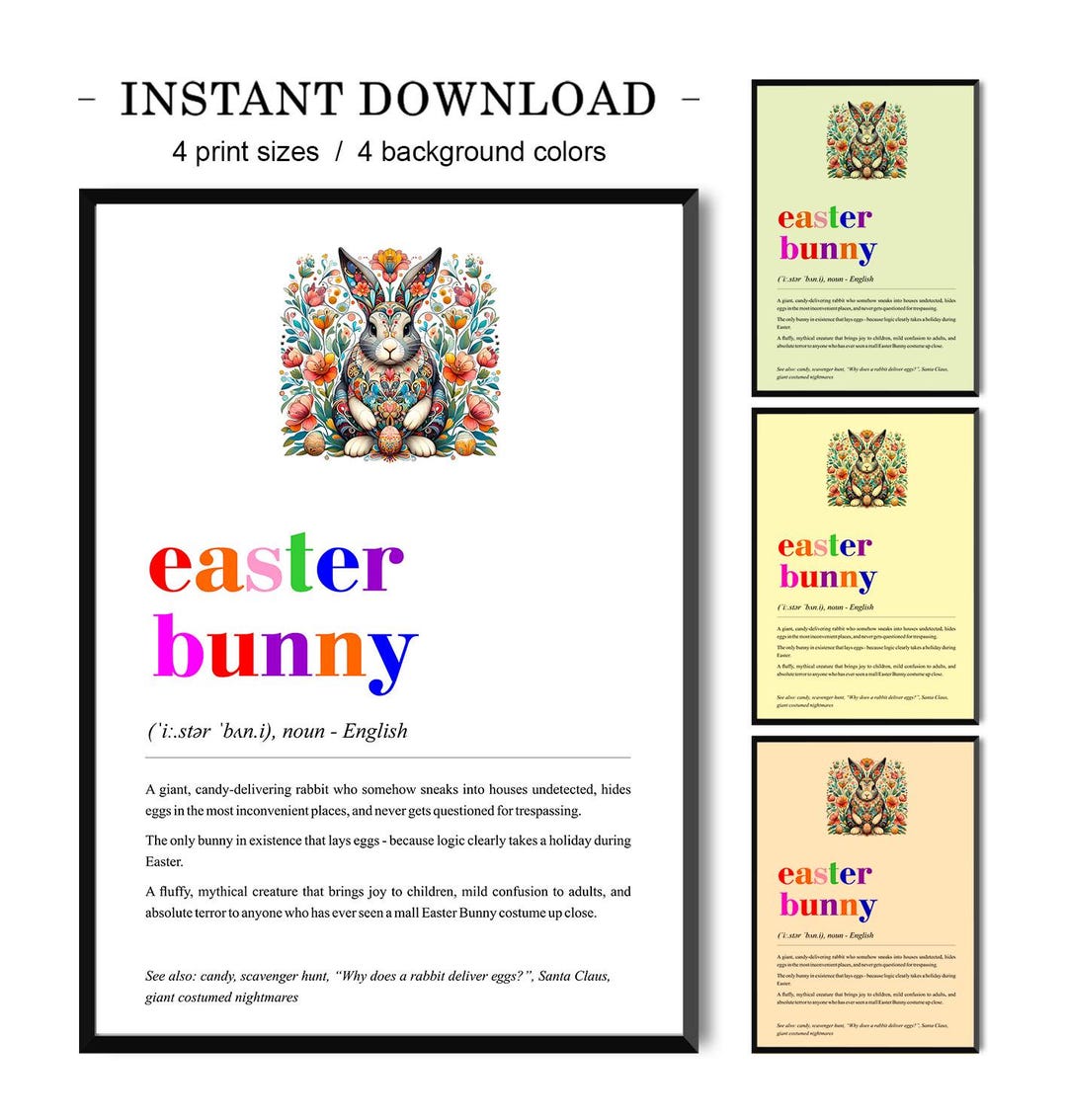 Easter Bunny Definition Print | Easter Wall Art | Spring Decor - Etsy