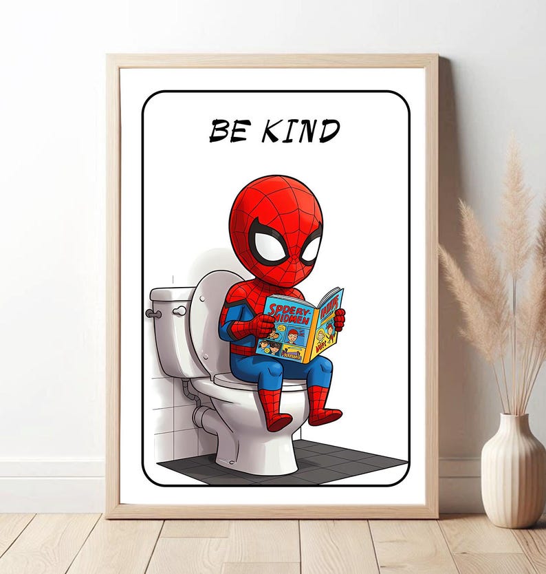 Superhero Kids Bathroom Sign Set | Funny Restroom Art | Set of 4 ...