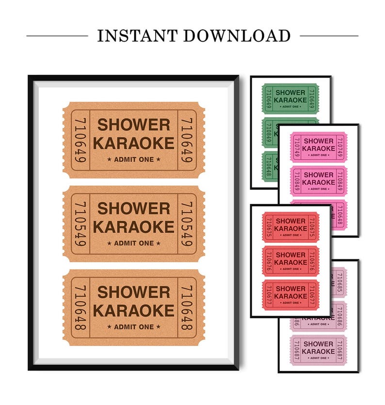 Shower Karaoke Ticket Print | Fun Bathroom Wall Art | Digital Print - Etsy