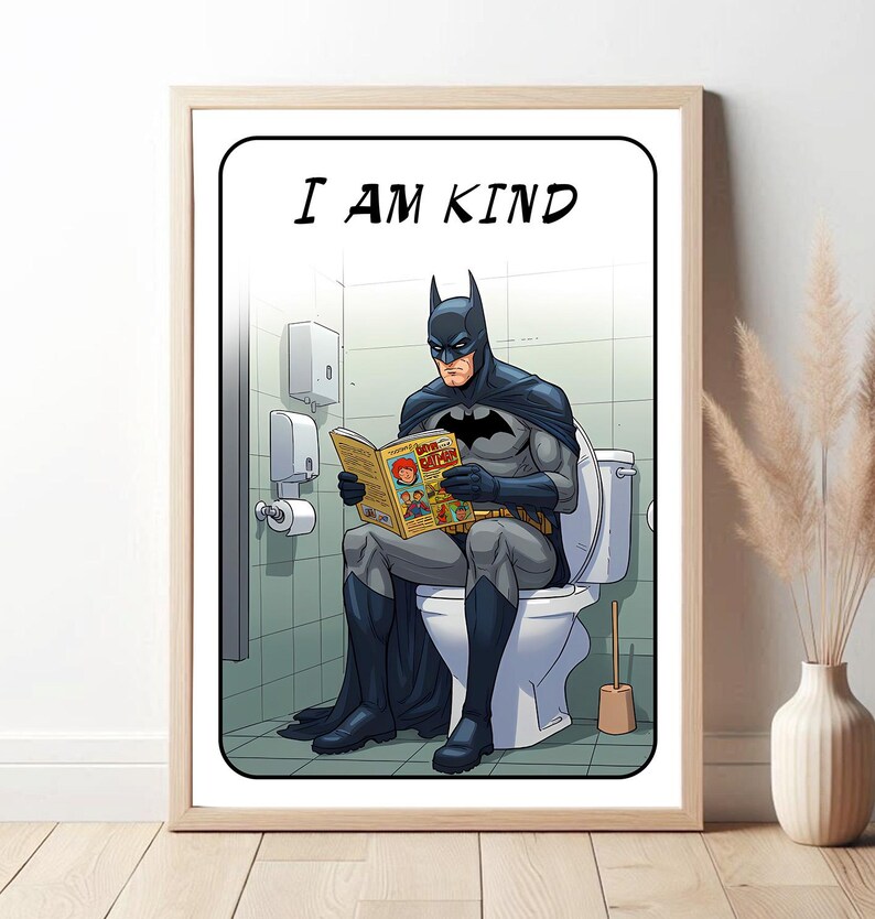 Superhero Bathroom Sign Set | Funny Restroom Wall Art | Set of 6 - Etsy