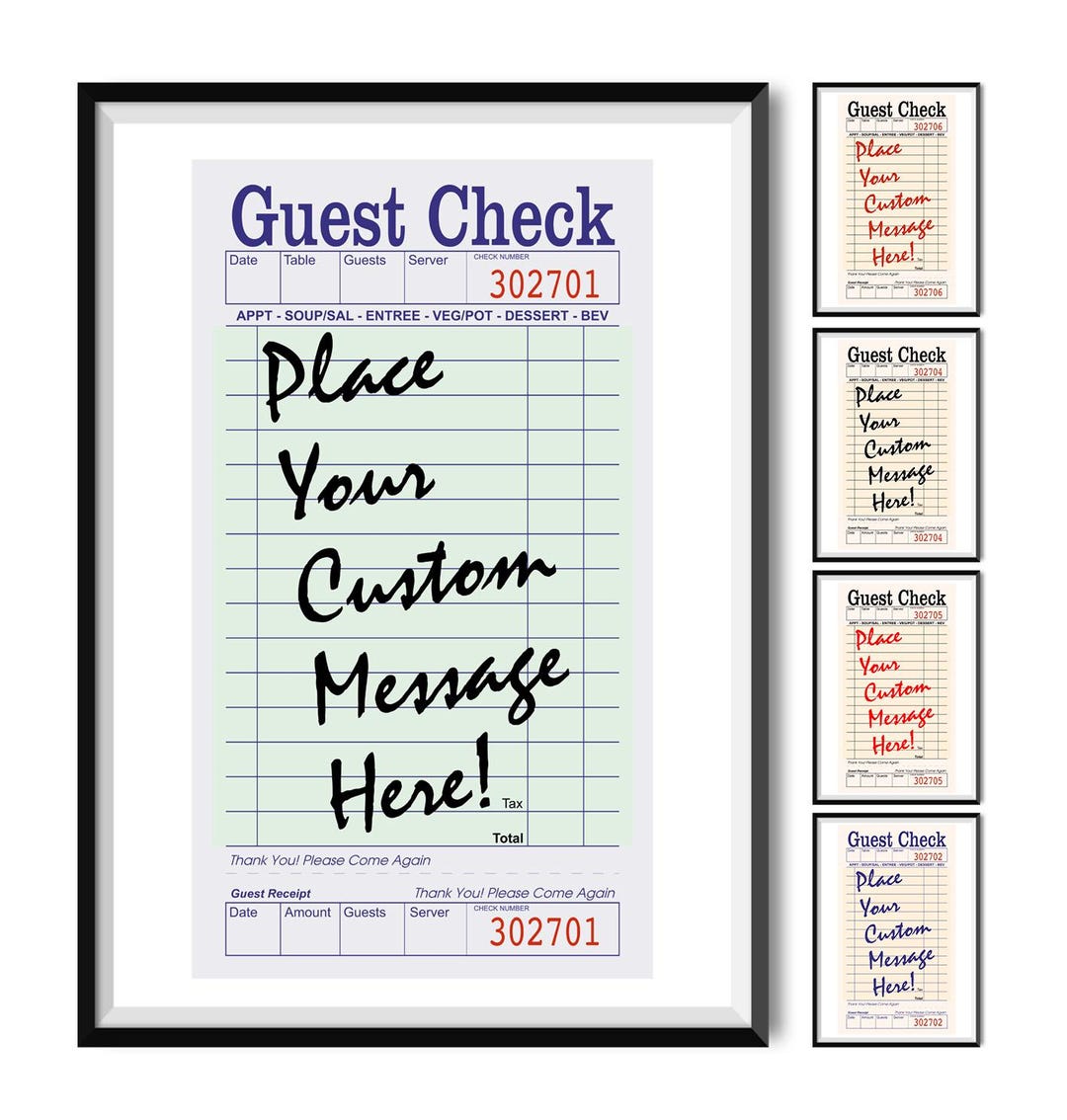 Charming Custom Guest Check Art for Your Home Decor - Etsy