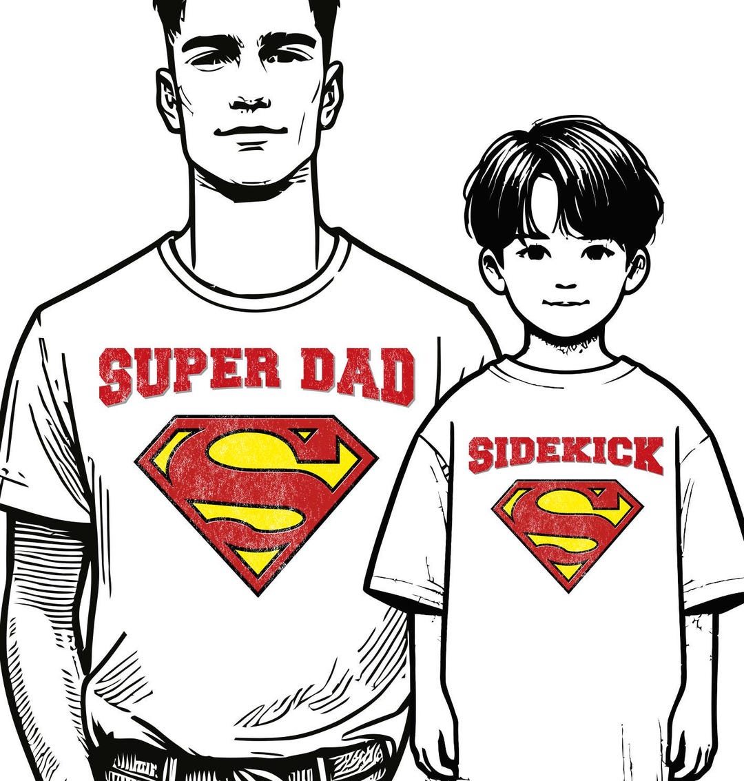 Super Dad & Sidekick PNG | Father’s Day Clipart | Dad Shirt Design - Etsy