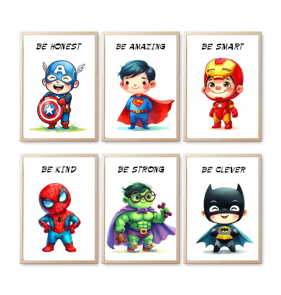 Superhero Boys Room Art Prints: Motivational Affirmations (digital ...