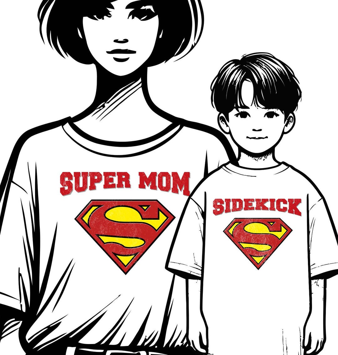 Super Mom & Sidekick PNG | Mother’s Day Clipart | Mom Shirt Design - Etsy
