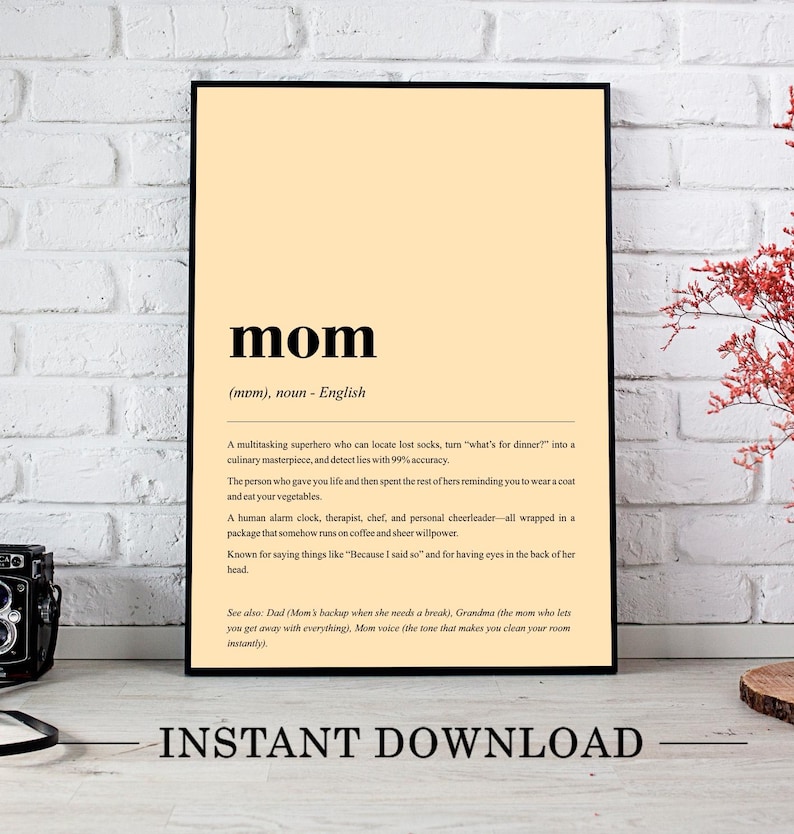 Mom Definition Print, Funny Mother's Day Gift, Minimalist Typography ...