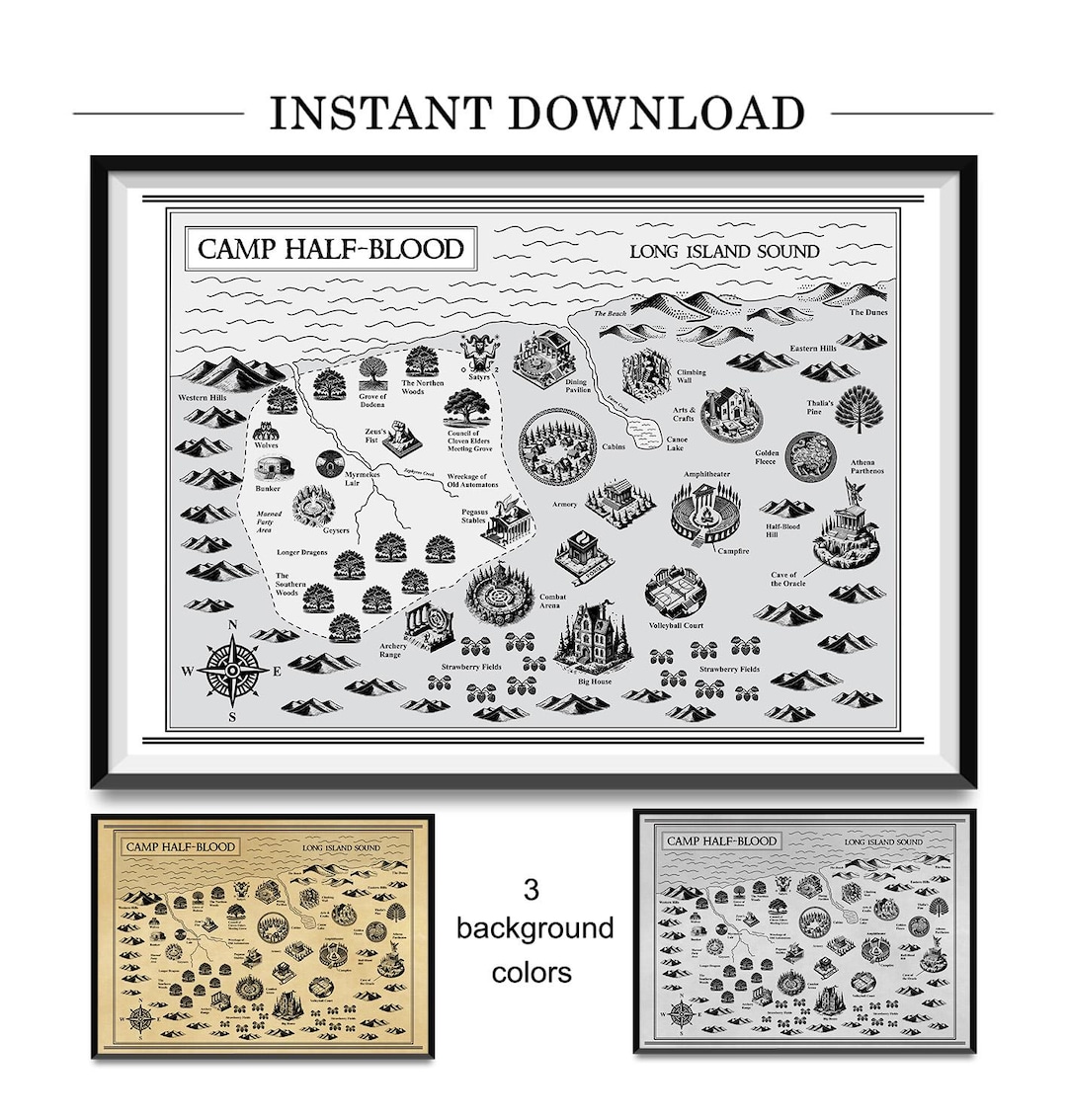 Camp Halfblood Map – Percy Jackson Fantasy Map Digital Print - Etsy
