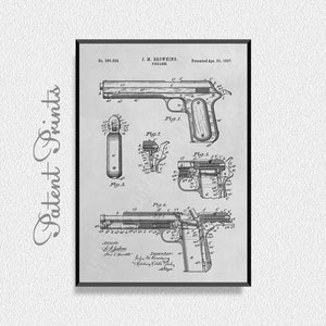 Set of 6 Vintage Gun Patent Posters, Revolver, Rifle & Firearm Art - Etsy