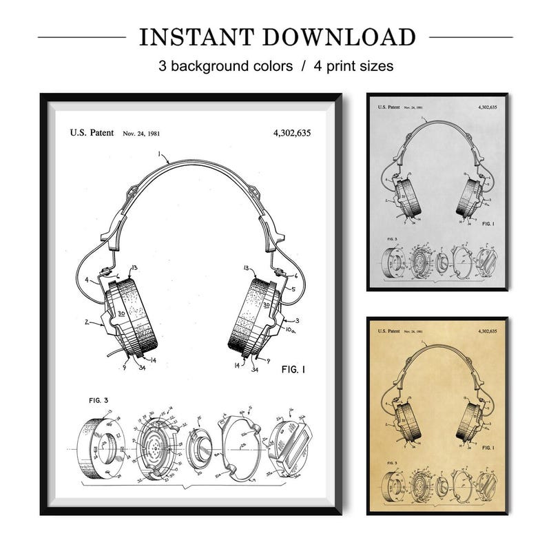 Headphones Print - Etsy